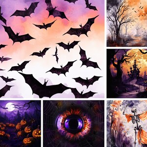 Halloween Digital Paper Pack, Witch & Pumpkin Patterns for Scrapbooking ...