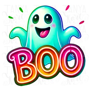 Neon Ghost PNG for Halloween Crafting & Sublimation, Boo-tiful Ghost ...