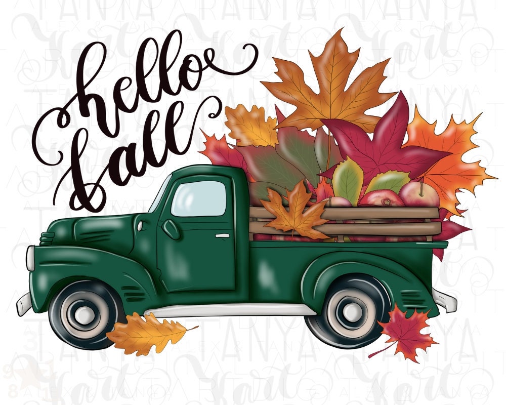 Hello Fall Truck Png Digital Download for Sublimation Autumn - Etsy