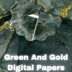 Green and Gold Papers, Gold Shine,green Digital Paper, Green Agate ...