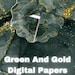 Green and Gold Papers, Gold Shine,green Digital Paper, Green Agate ...