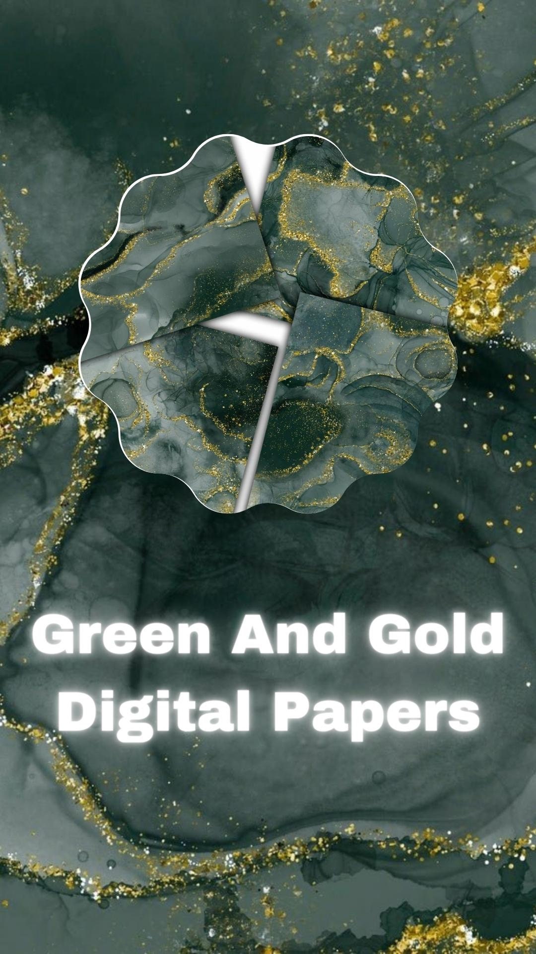 Green and Gold Papers Gold Shinegreen Digital Paper Green - Etsy