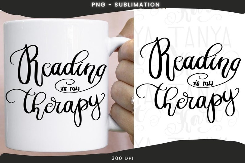 Reading is My Therapy Png Lettering Image Minimalist Simple - Etsy