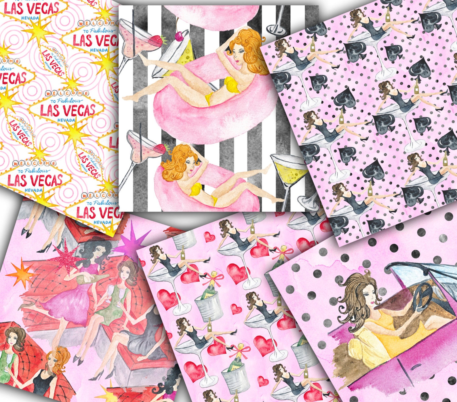 Girly Paper Pack Seamless Patterns Casino Digital Paper | Etsy