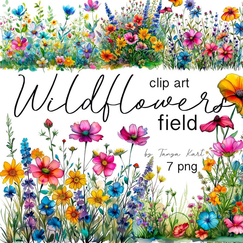 Wildflower Clip Art - Etsy
