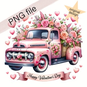 Valentines Day Pink Truck PNG - Instant Download - Valentine Clipart ...