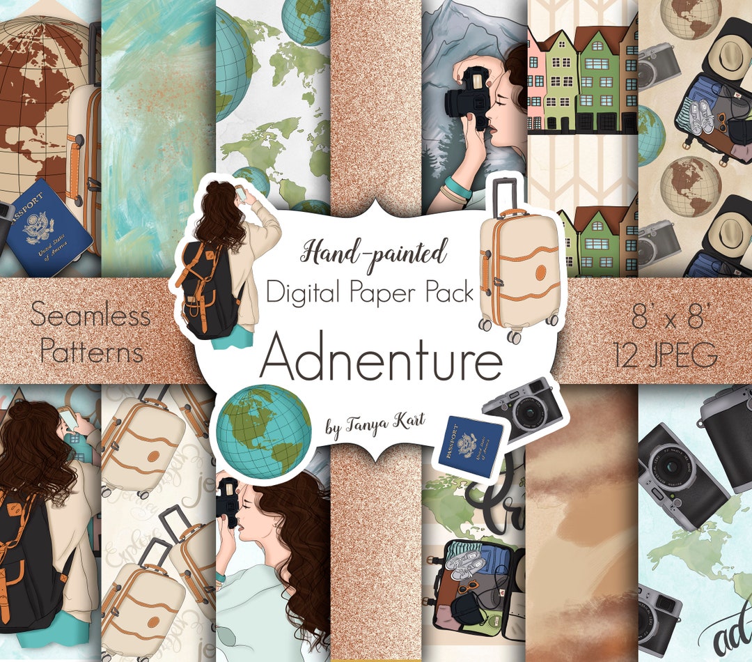 Summer Papers, Travel Digital Paper, Vacation Papers, Travelling Paper ...