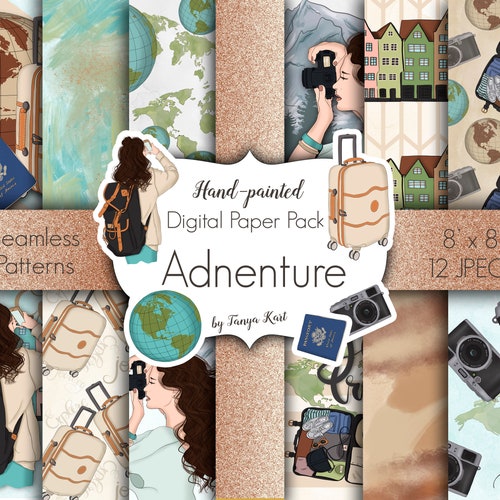 Summer Papers Travel Digital Paper Vacation Papers - Etsy