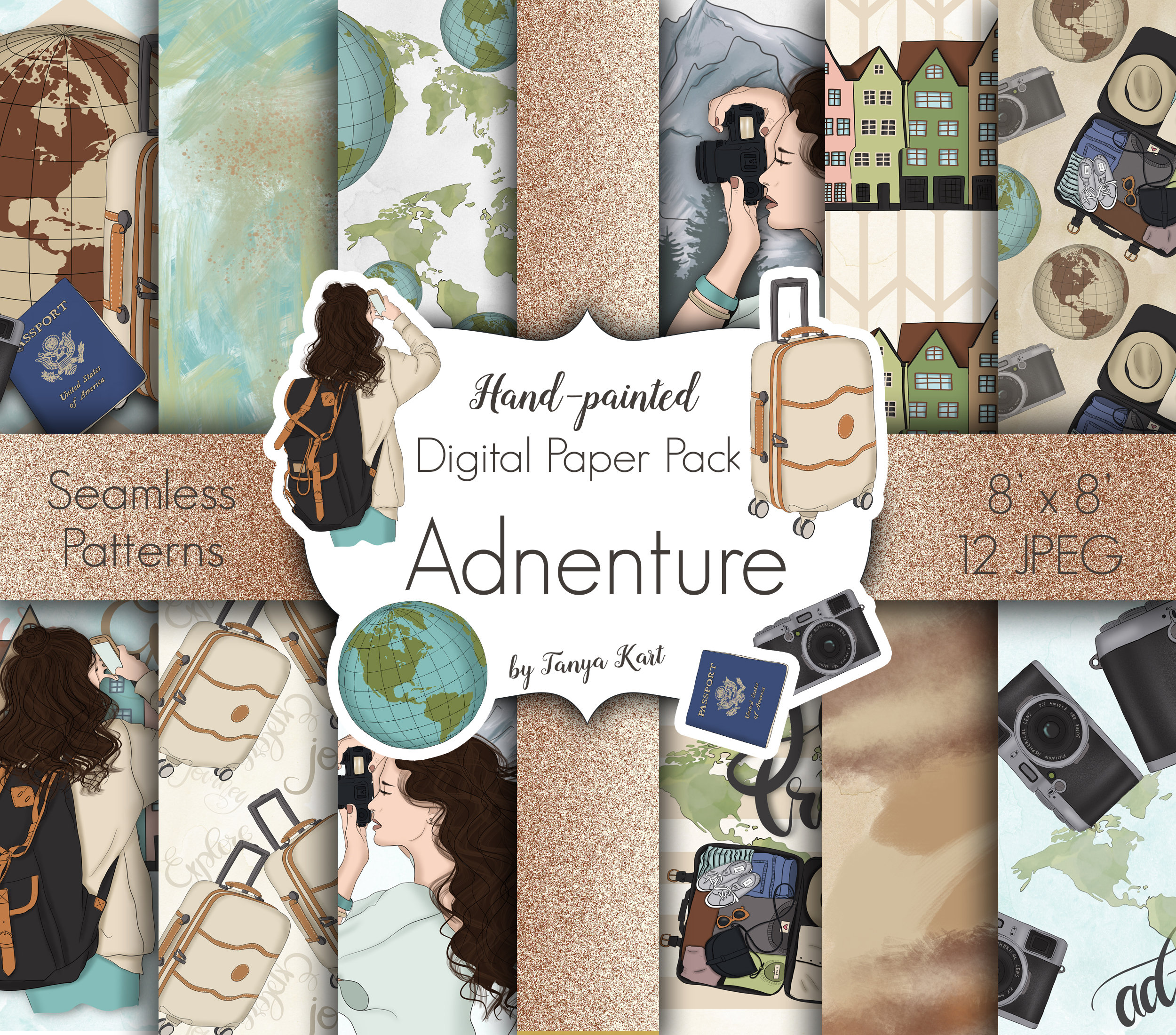 Summer Papers Travel Digital Paper Vacation Papers - Etsy