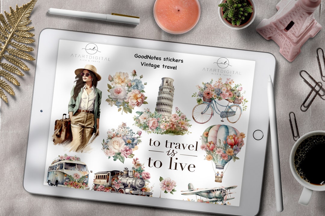 Vintage Travel Goodnotes Stickers for Digital Planners, Travel Vacation ...