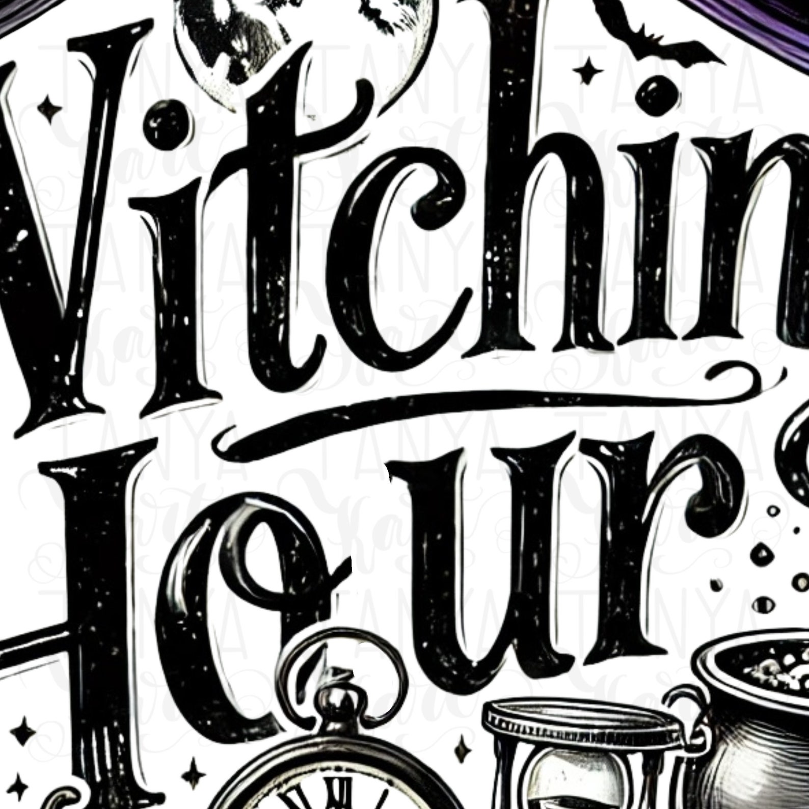 Witching Hour, Retro Halloween PNG for Printable Art and T-shirt ...
