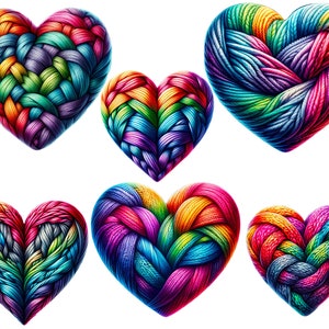 Love Hearts Clipart, Rainbow Color PNG for Valentines Day Crafts ...