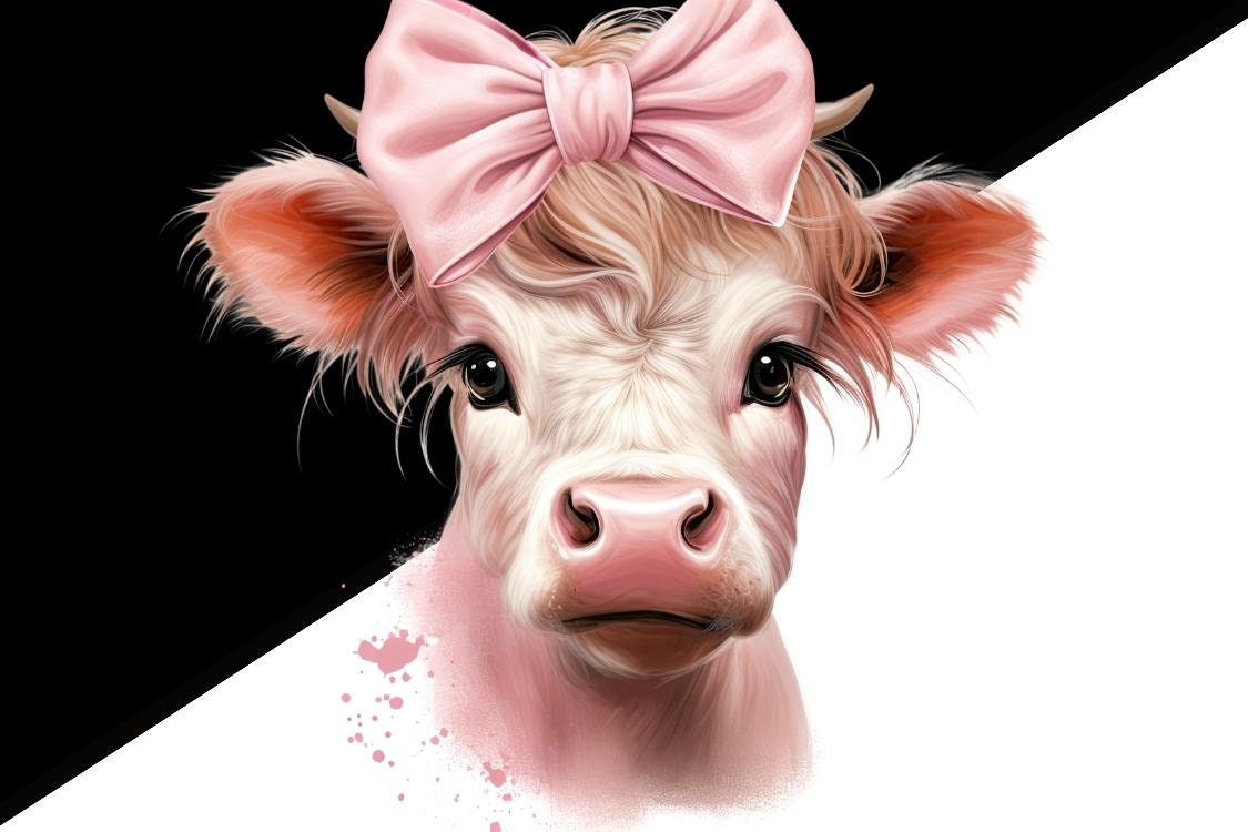 Little Pink Cow PNG Digital Download for Sublimation Prints and T-shirt ...