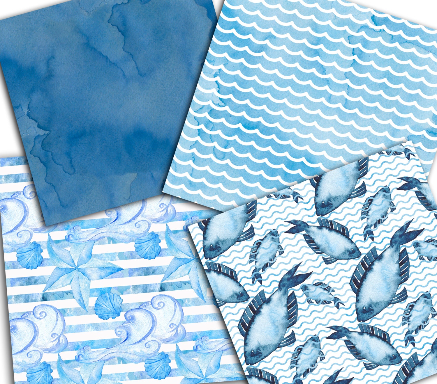 Sea Patterns Nautical Paper Navy Blue Texture Watercolor | Etsy