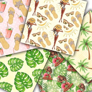 Tropical Digital Paper, Summer Paper, Summer Paper Pack, Hawaii Digital ...