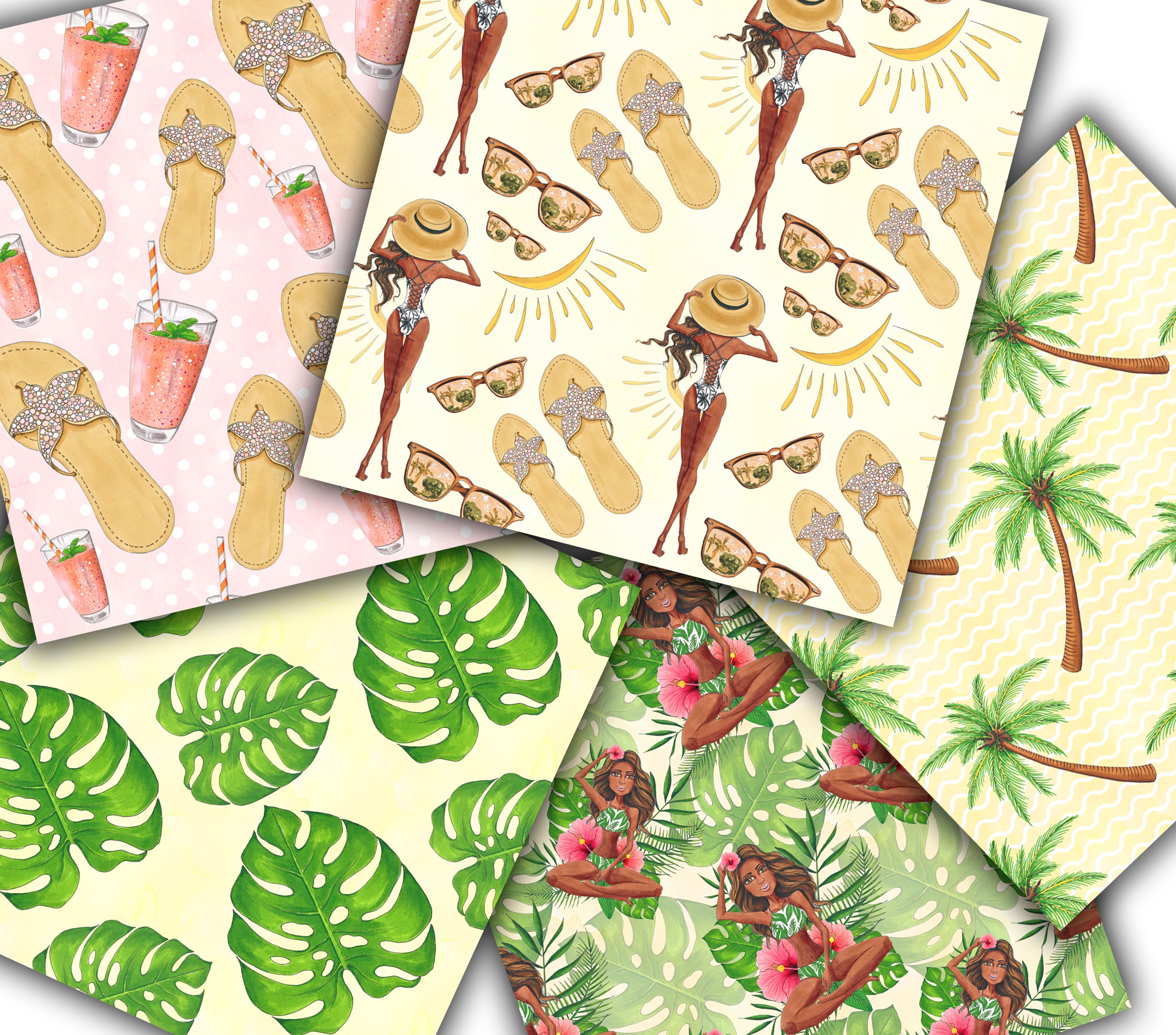 Tropical Digital Paper Summer Paper Summer Paper Pack - Etsy
