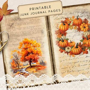 Autumn Junk Journal Kit, Digital Fall Scrapbook Paper, Pumpkin Spice ...