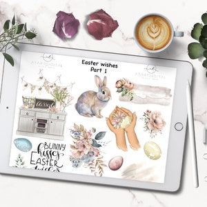 Easter Goodnotes, Spring Icons, Floral Goodnotes, Stickers Bunny, Eggs ...