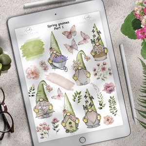 Spring Gnomes Goodnotes Stickers for Digital Planner, Floral Goodnotes ...
