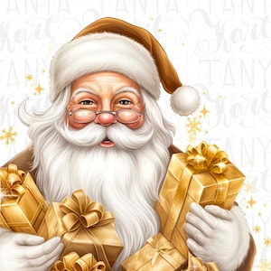 Vintage Gold Santa PNG for Christmas Gifts & Cards Jolly Santa Claus ...