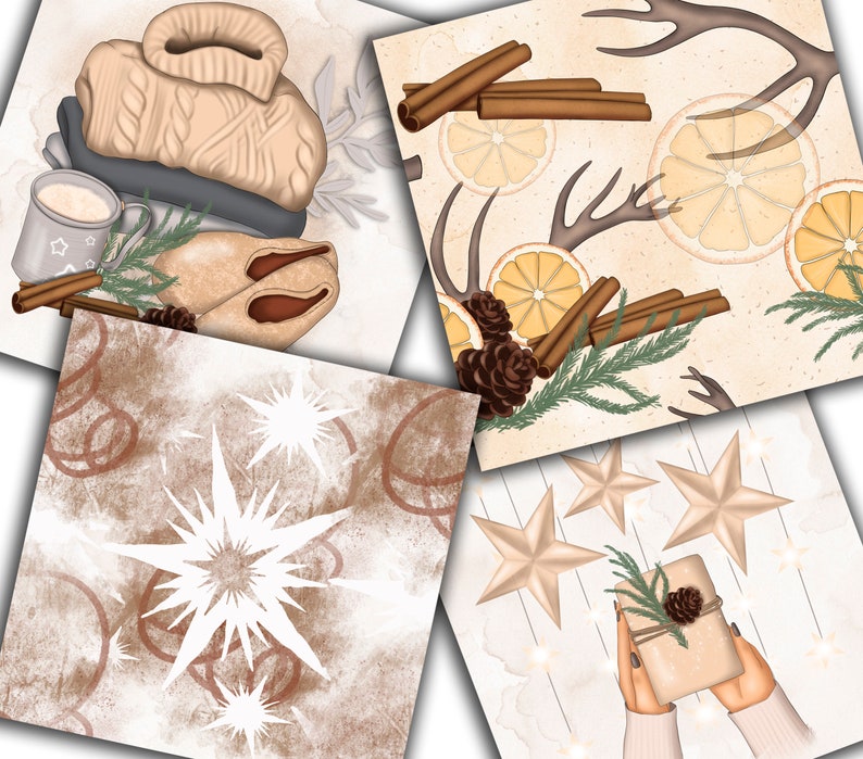 Christmas Papers Winter Papers Digital Papers Hygge - Etsy