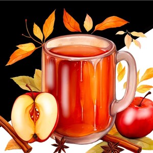 Autumn Apple Cider, Fall Sublimation PNG for Thanksgiving, Warm Drinks ...