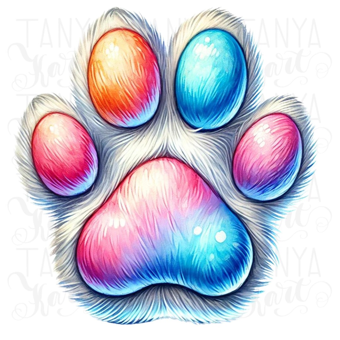 Colorful Dog Paw Print PNG: Sublimation Design (digital Download) - Etsy
