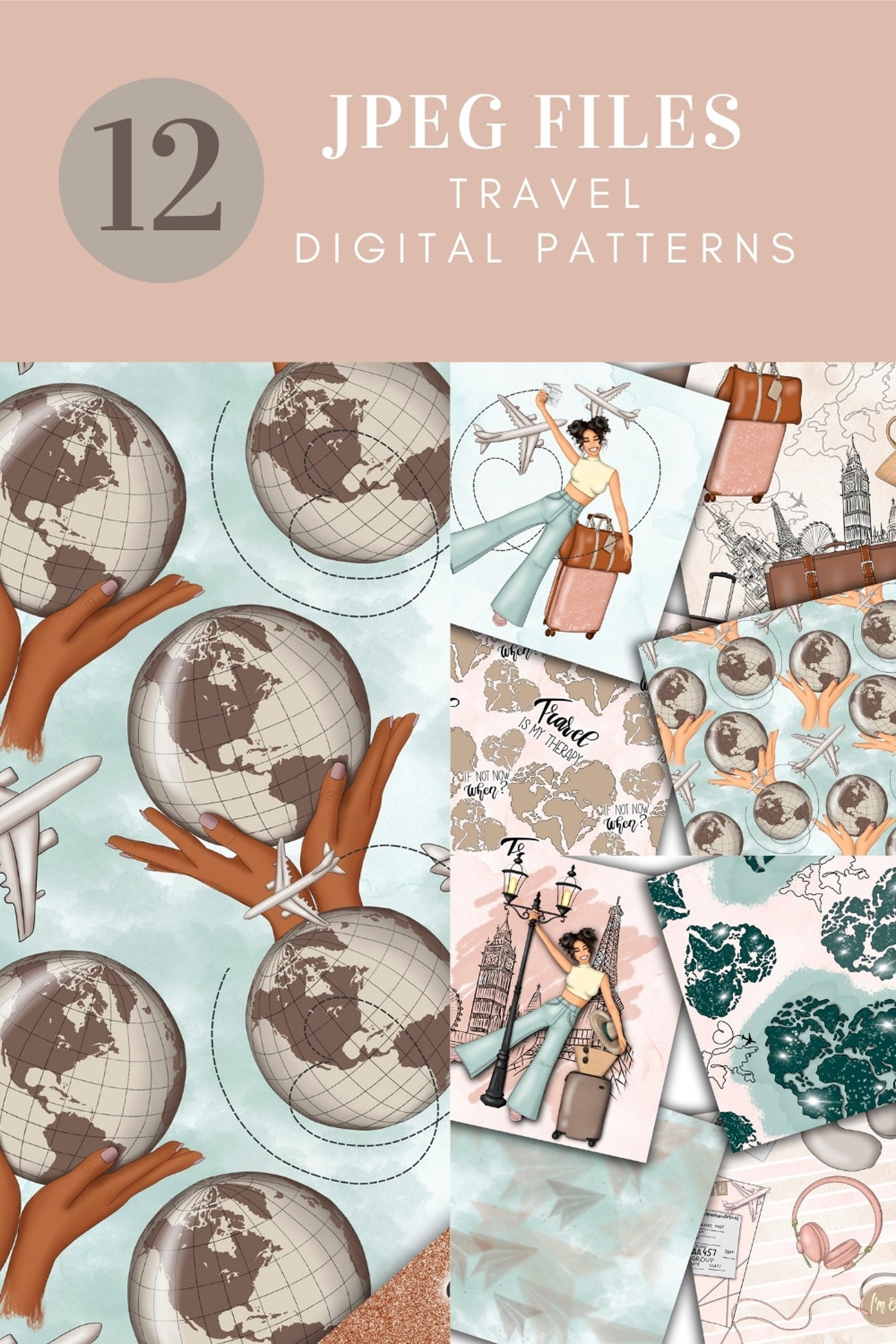 Travel Digital Paper, Adventure Design, Flight Papers, African American ...
