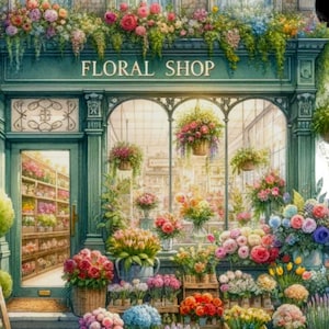 Floral Shop Printable, Spring Planner Sticker Sublimation Design ...