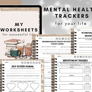 ADHD Digital Planner Mental Health Journal for Adults, Self-care and ...