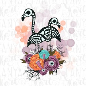 Flamingo Skeleton Png File for Halloween Sublimation Designs Downloads ...