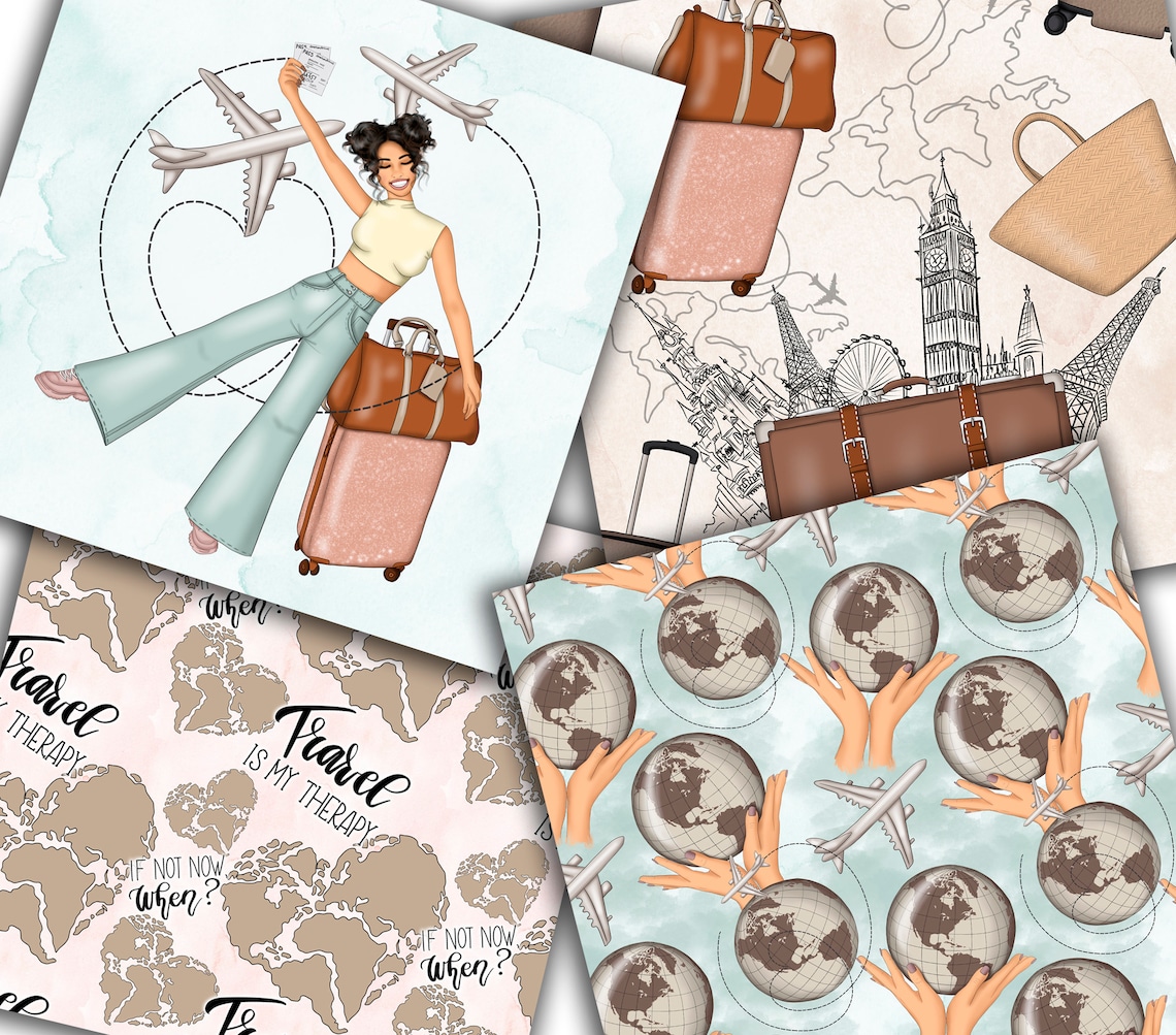 Travel Digital Paper, Adventure Design, Flight Papers, African American ...
