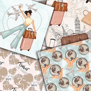 Travel Digital Paper, Adventure Design, Flight Papers, African American ...