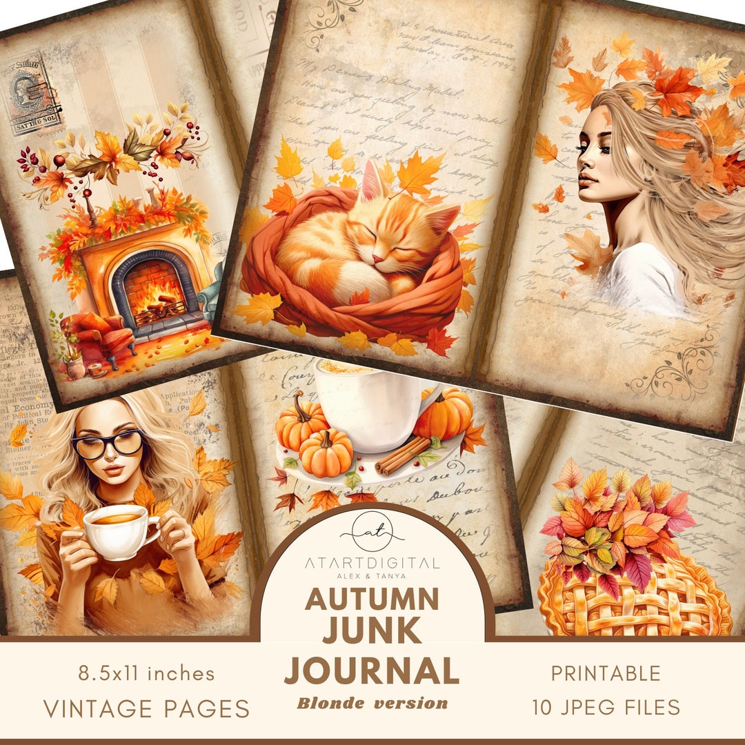 Fall Junk Journal Cozy Autumn Scene Blonde Girl Printable - Etsy