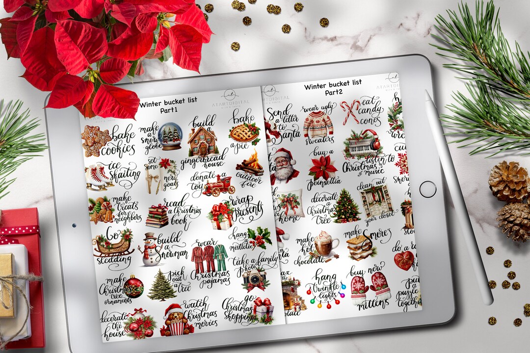 Winter Bucket List Goodnotes Stickers, Christmas Bucket List for ...