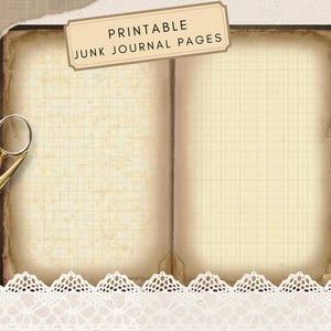 Vintage Graph Paper Kit, Printable Aged Grid Ephemera for Junk Journals ...