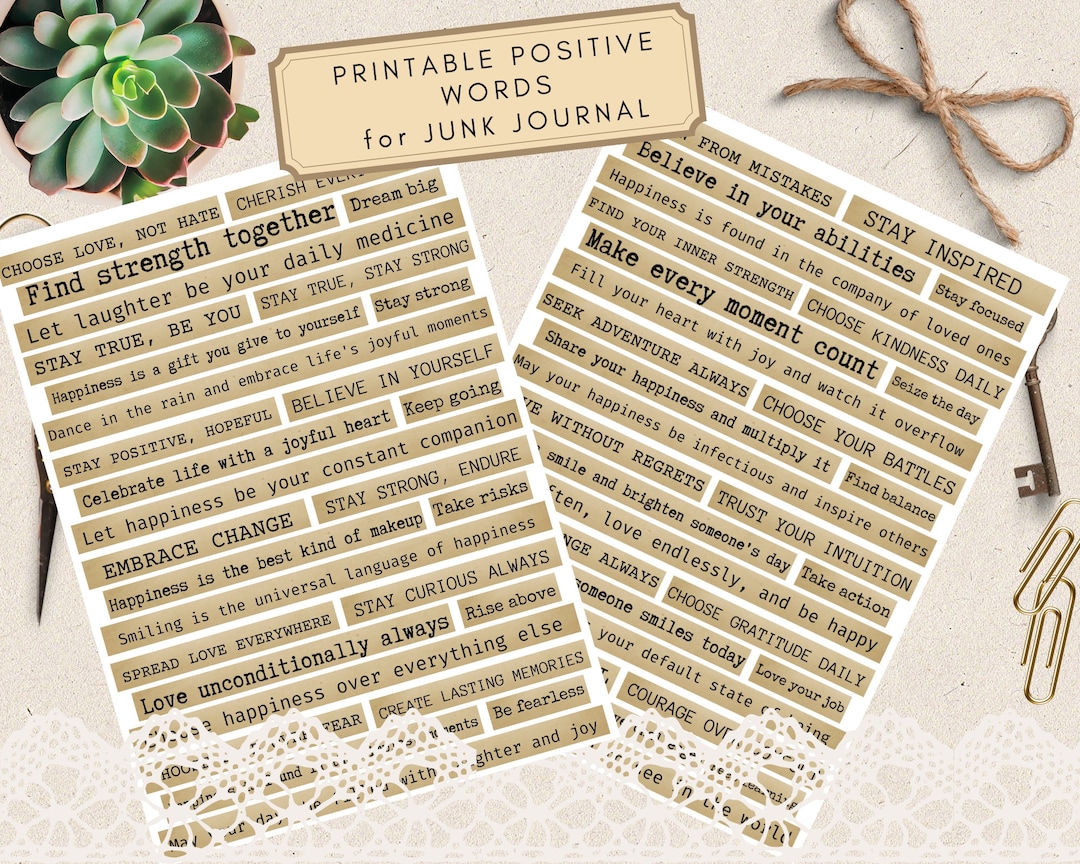 Printable Ephemera Words, Vintage Inspirational Quotes, Junk Journal ...