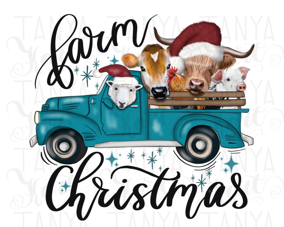 Farm Christmas, Png Sublimation, Farm Life, Christmas Old Truck, Farm ...