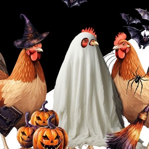 Spooky Chickens PNG Instant Download Sublimation File, Ghost Chicken ...