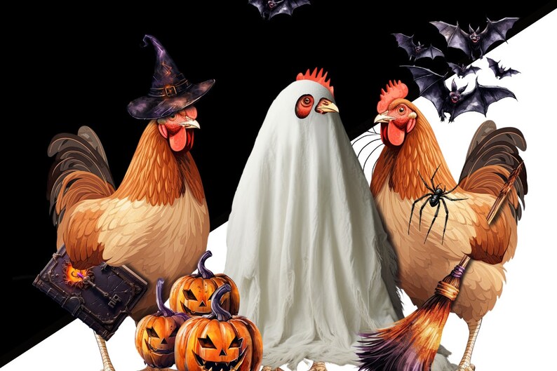 Spooky Chickens PNG Instant Download Sublimation File, Ghost Chicken ...