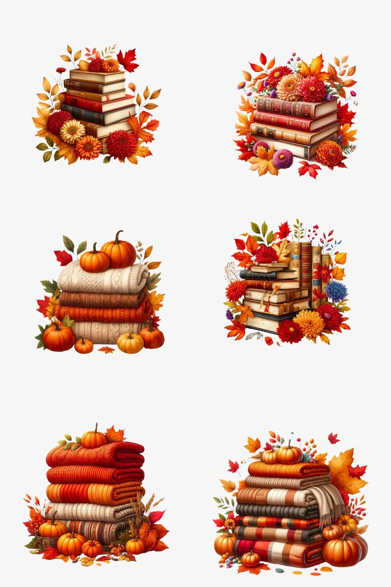 Cozy Fall Reading Clipart Set, Bookish Stickers, Planner Autumn Home ...
