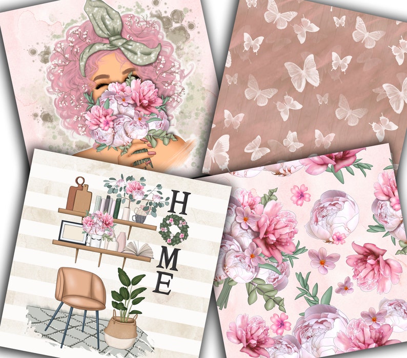 Spring Digital Paper Floral Background Flower Digital Paper - Etsy