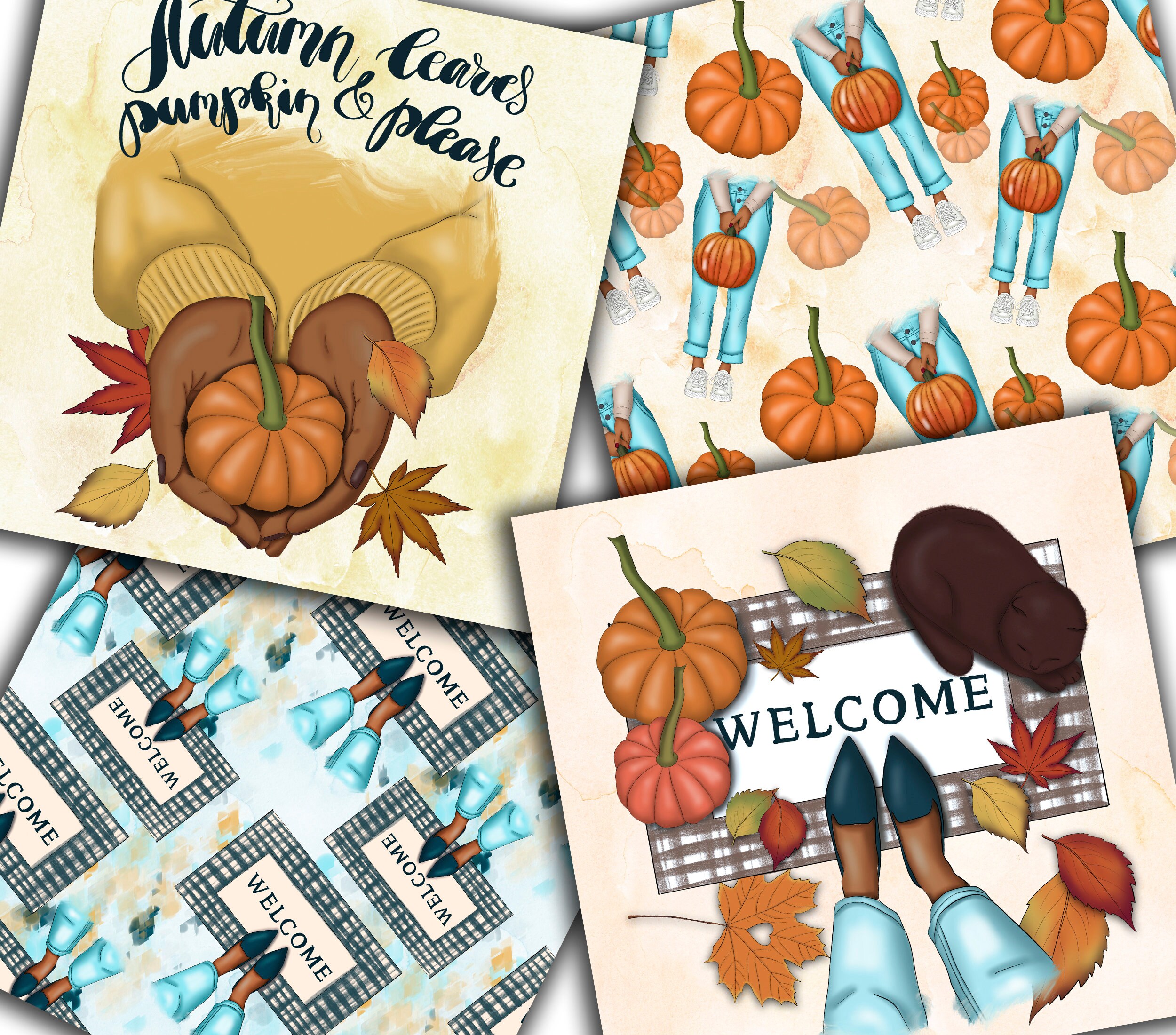 Fall Digital Papers Autumn Patterns Autumn Leaves Paper - Etsy