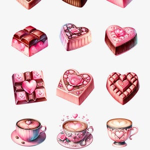 Coffee Cups Clipart Set With Pink Chocolate for Planner Stickers, Pink ...