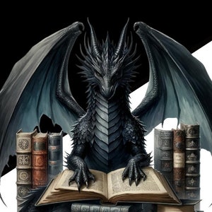 Bookish Dragon PNG Digital Download for Book Nerds, Planner Stickers ...