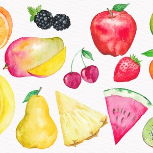 Watercolor Fruits Clipart, Apple, Commercial Use, Apple Watermelon ...