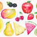 Watercolor Fruits Clipart, Apple, Commercial Use, Apple Watermelon ...
