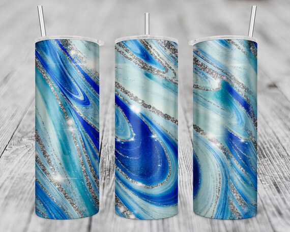 20oz Skinny Blue and Silver Sublimation Download Agate - Etsy