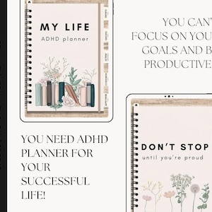 ADHD Digital Planner Mental Health Journal for Adults, Self-care and ...