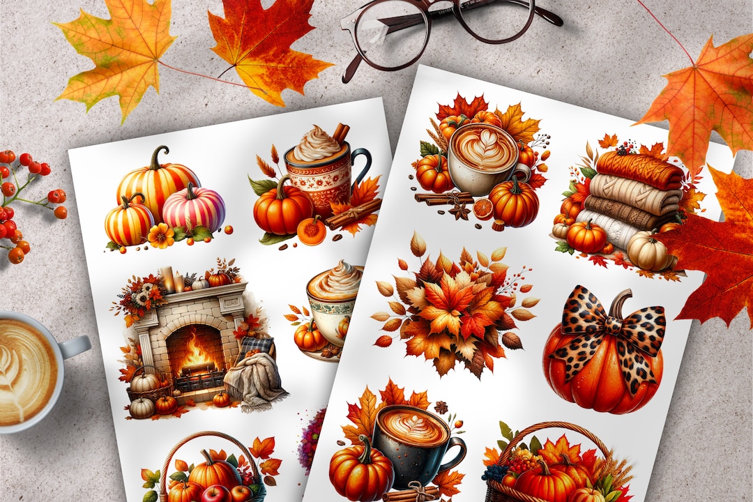 Autumn Printable Stickers for Planner, Fall Planner Stickers, Pumpkin ...